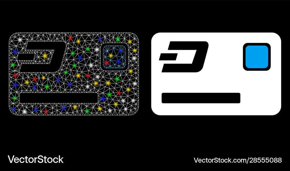 Bright mesh 2d dash credit card icon with light Vector Image