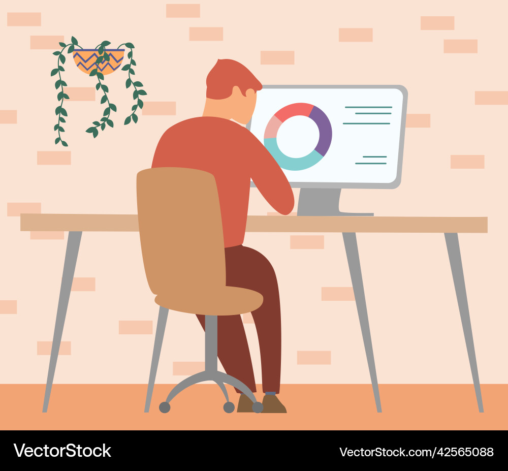 Business employees on their workspace co-worker Vector Image