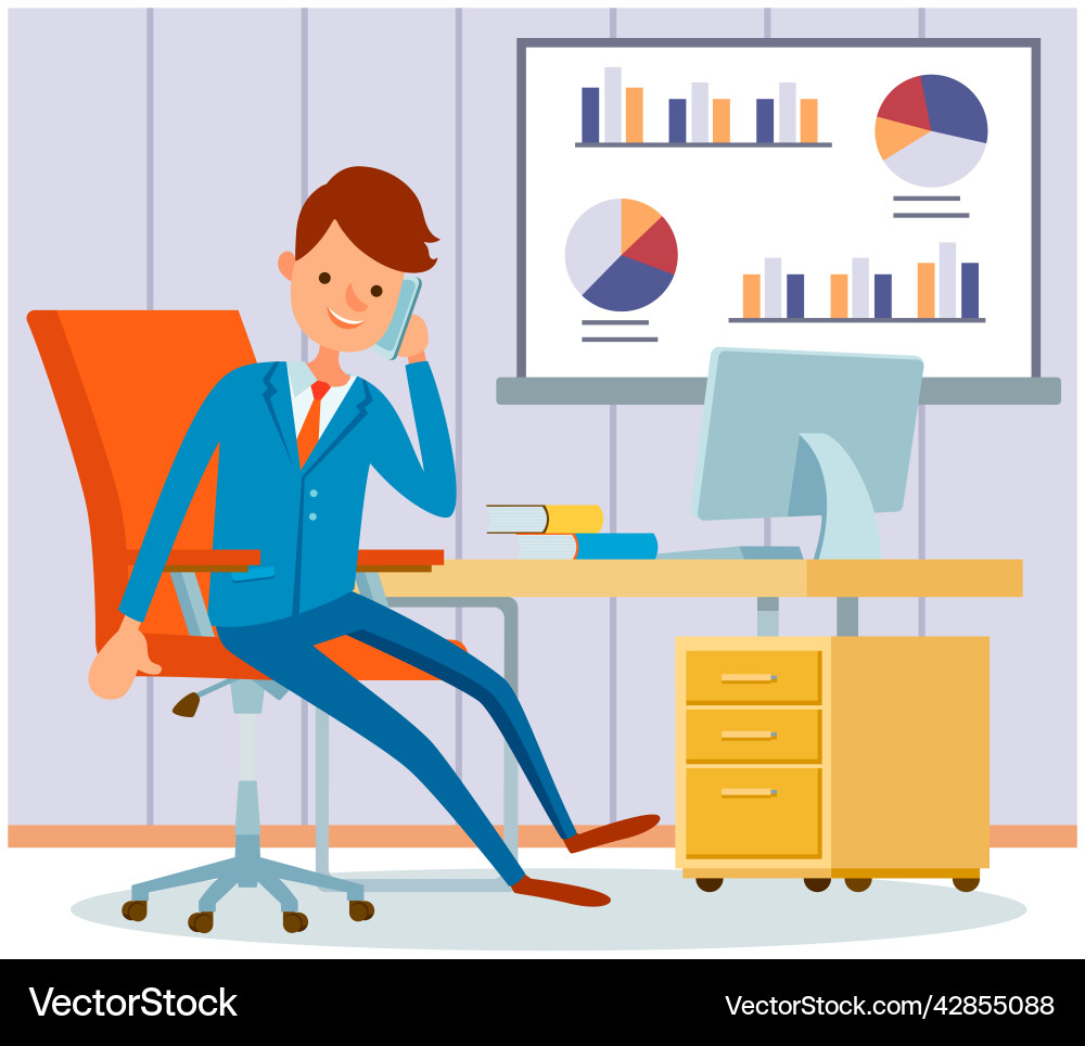 Business employees on their workspace co-worker Vector Image