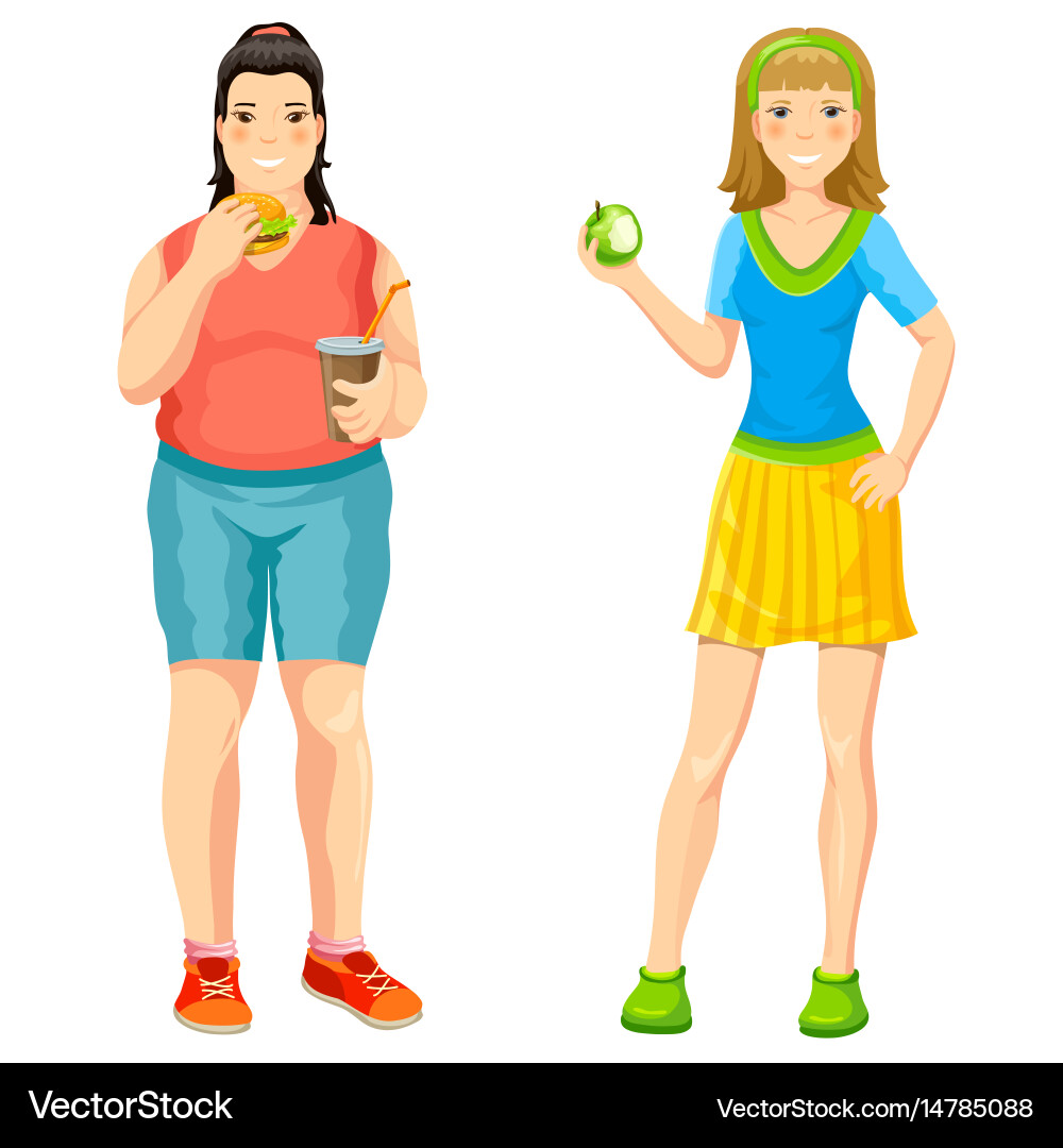 Cartoon proper nutrition concept Royalty Free Vector Image
