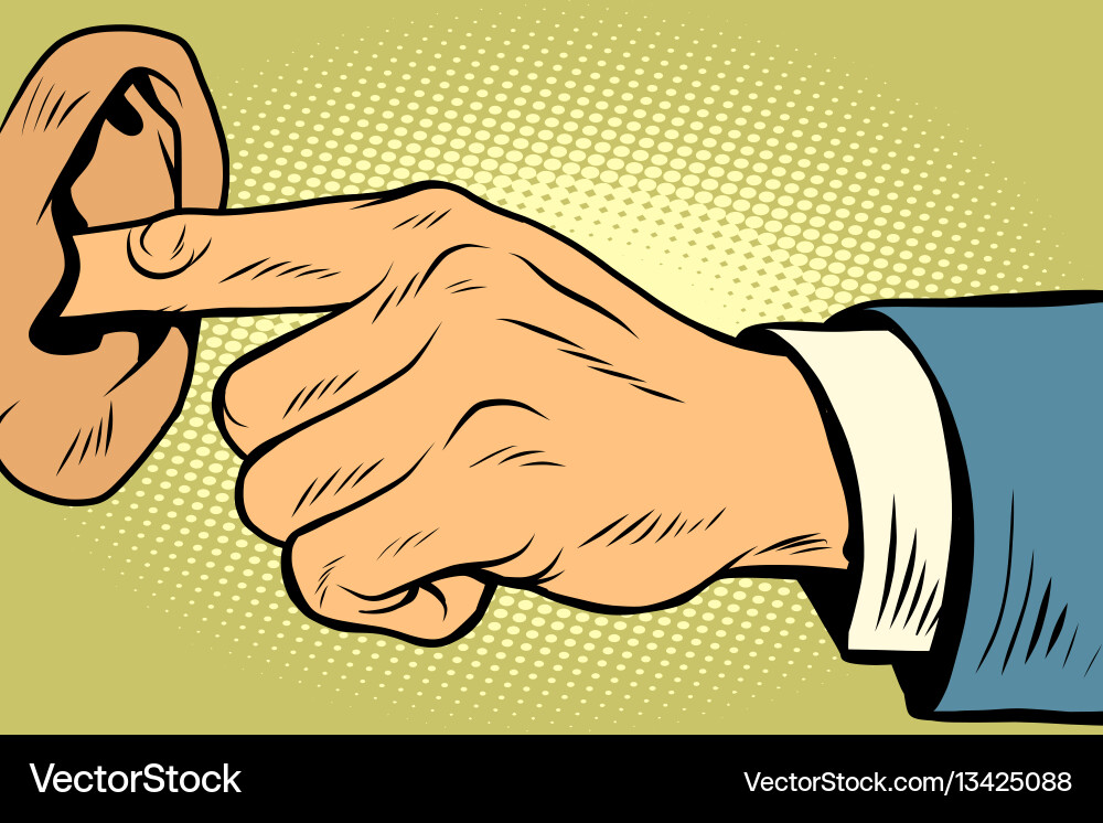 Finger in ear not hear Royalty Free Vector Image