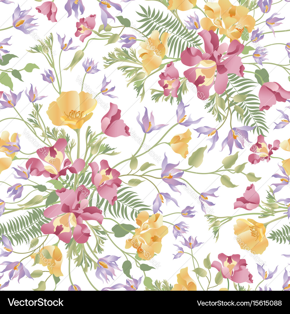 Floral ornamental white seamless pattern flower Vector Image