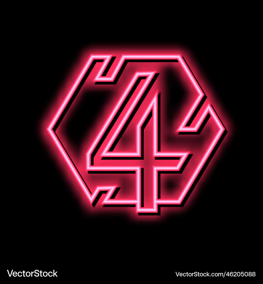 Fourth number neon glow icon Royalty Free Vector Image