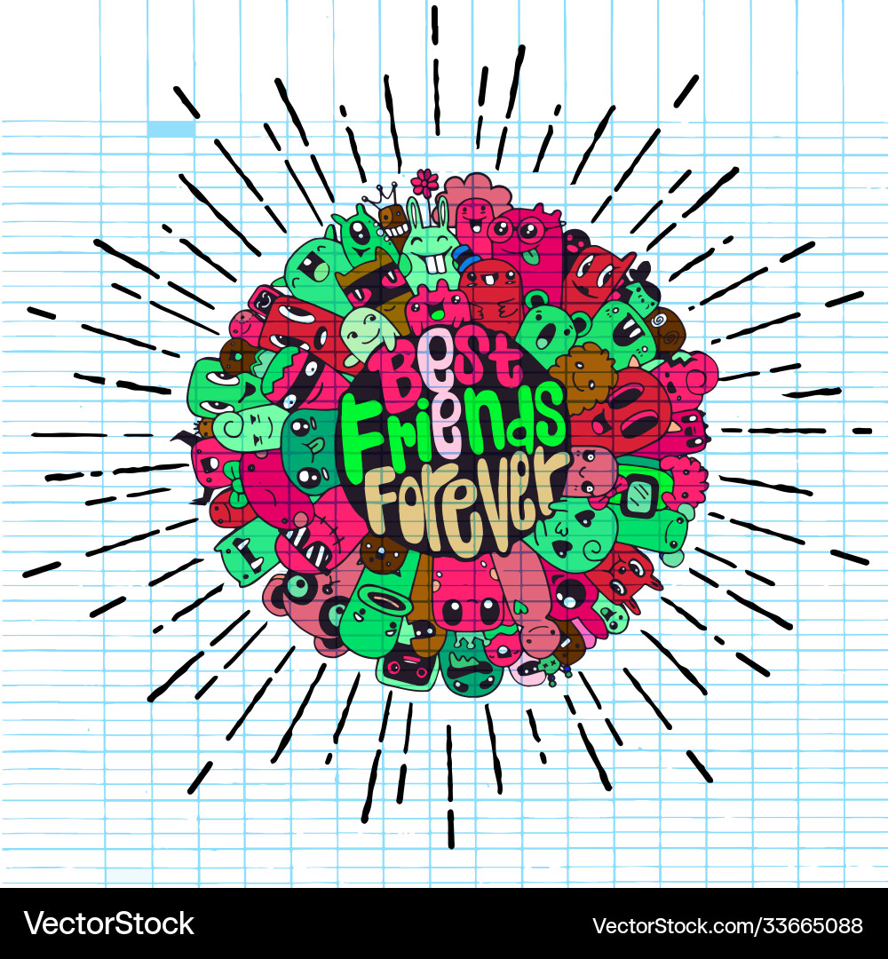 Hipster hand drawn crazy doodle monster Royalty Free Vector