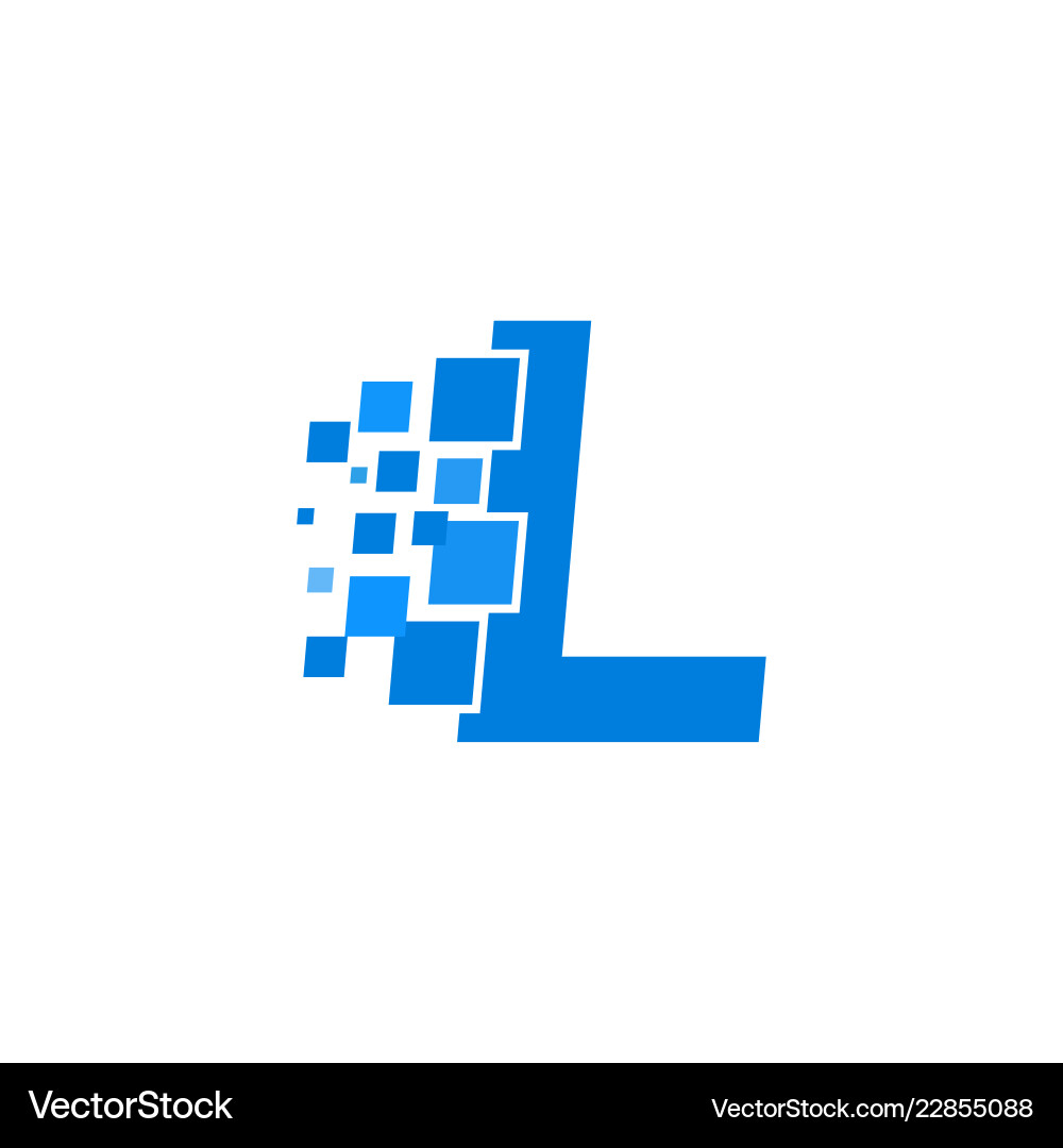 Logo letter l blue blocks cubes Royalty Free Vector Image