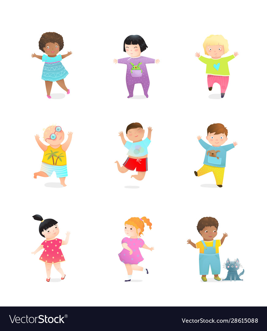Preschooler and kindergarten happy kids characters