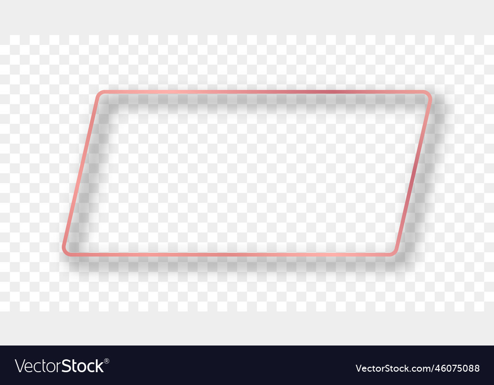 Rose gold glowing rounded rectangular shape frame Vector Image