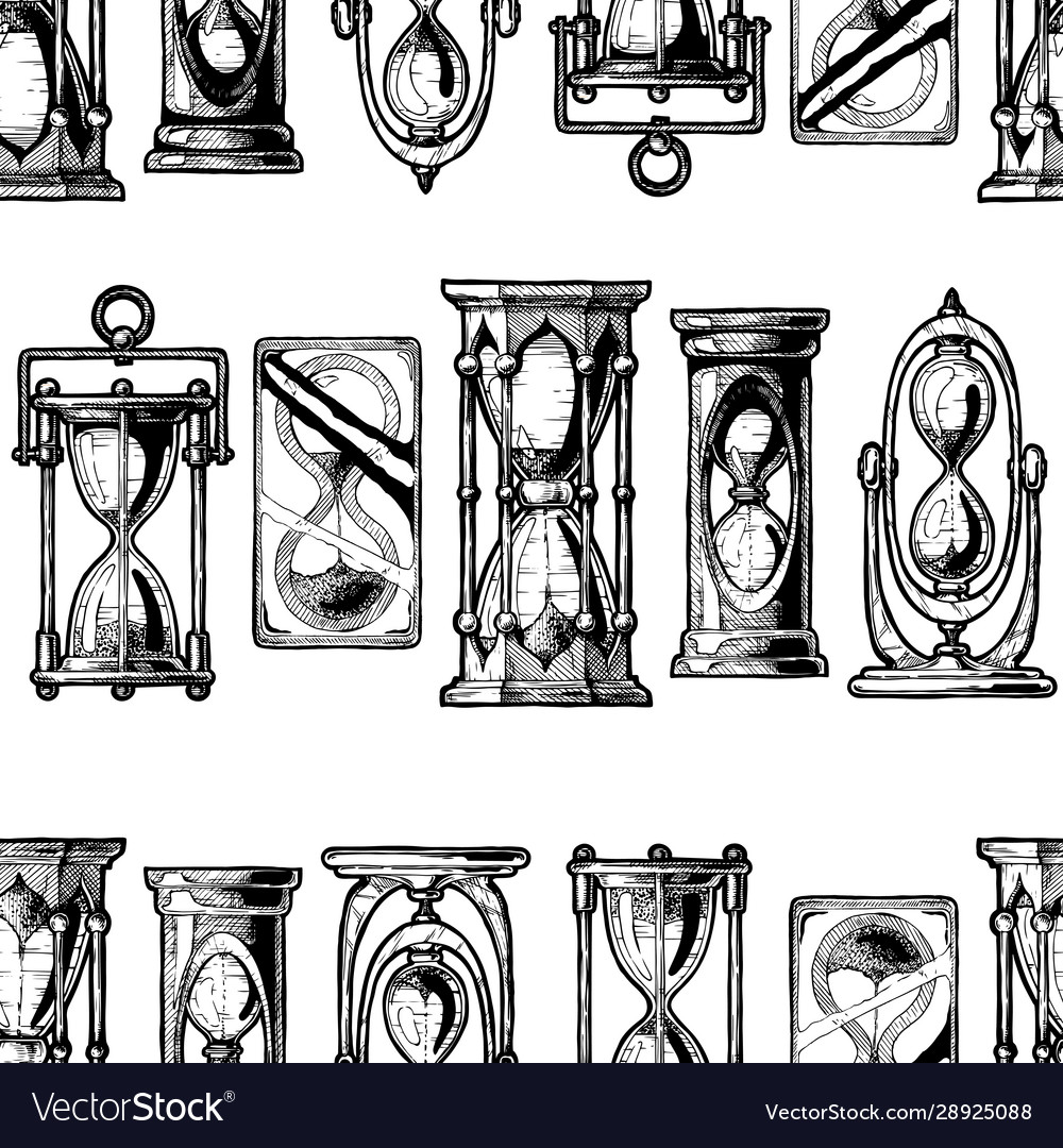 Seamless pattern with different hourglass Vector Image