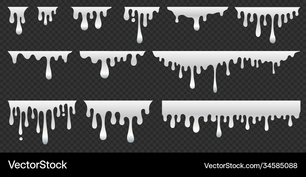 Silver dripping paint melting chrome metal Vector Image