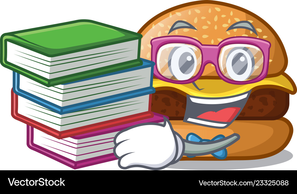 Student with book hamburger the cartoon Royalty Free Vector