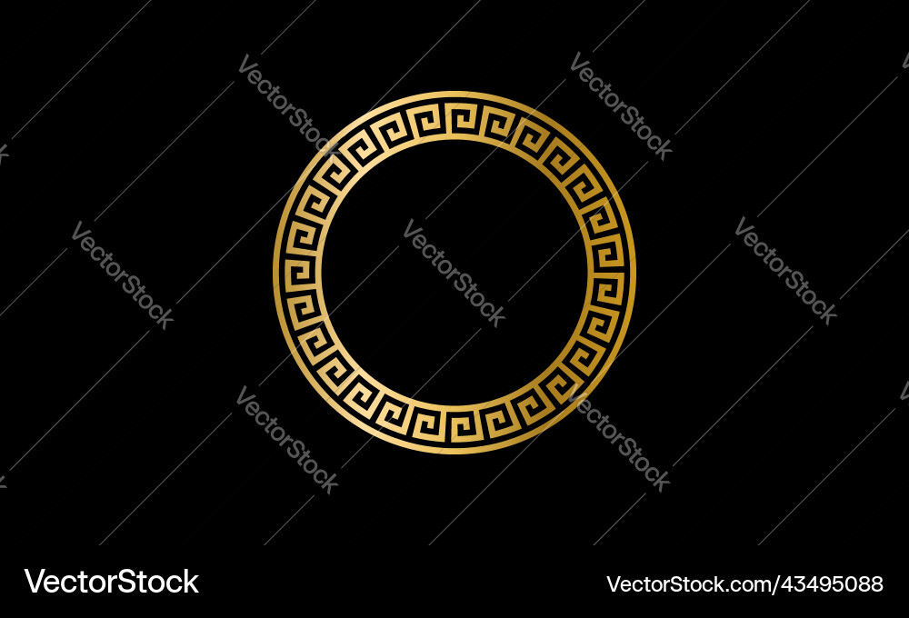 Traditional simple meander golden circle frame Vector Image