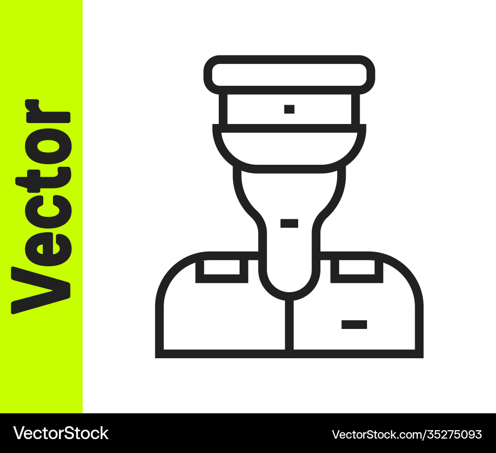 Black line train conductor icon isolated on white Vector Image