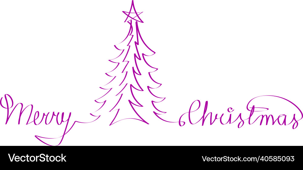 Christmas tree and merry lettering Royalty Free Vector Image