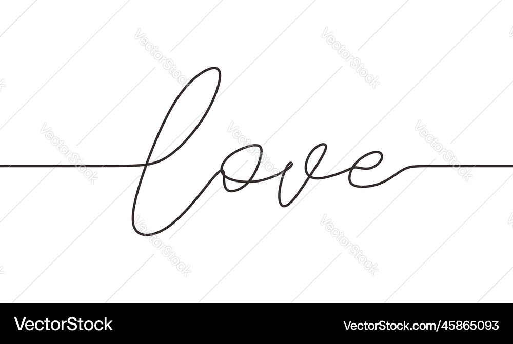 Continuous one line drawing of love typography Vector Image