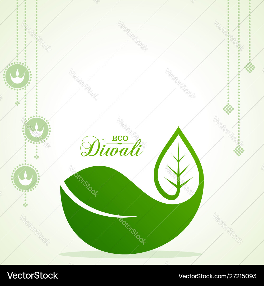 Eco or green diwali greeting Royalty Free Vector Image