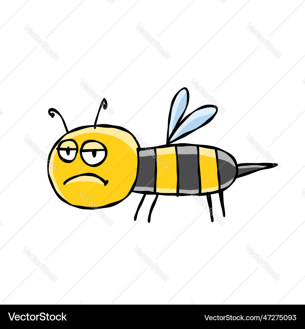 Funny bee character isolated on white for your Vector Image