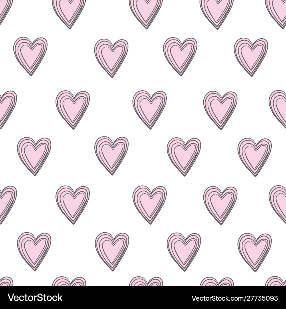 Heart doodles seamless love pattern hand drawn Vector Image