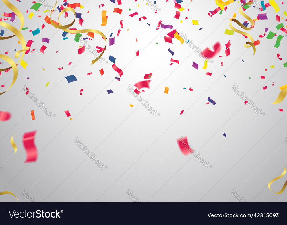 Many falling colorful tiny confetti and ribbon Vector Image