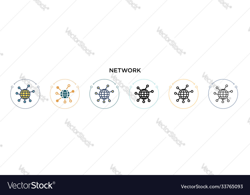 Network icon in filled thin line outline Vector Image