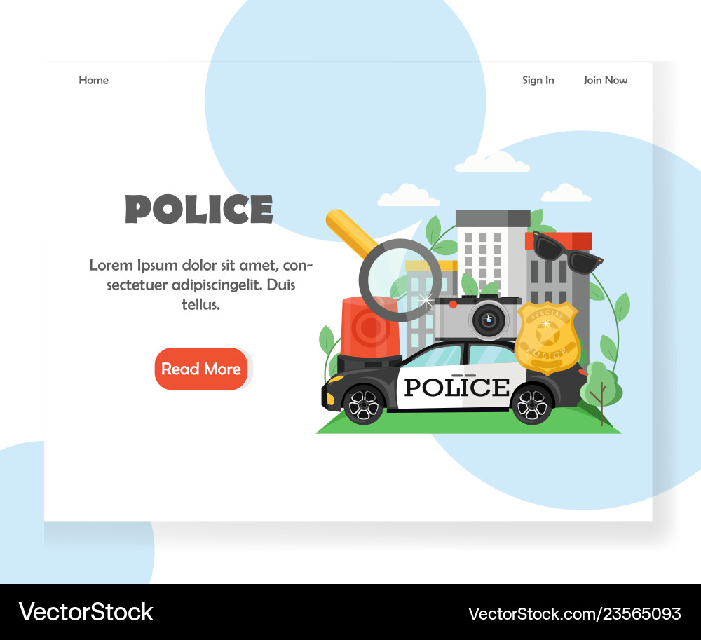 Police website landing page design template Vector Image