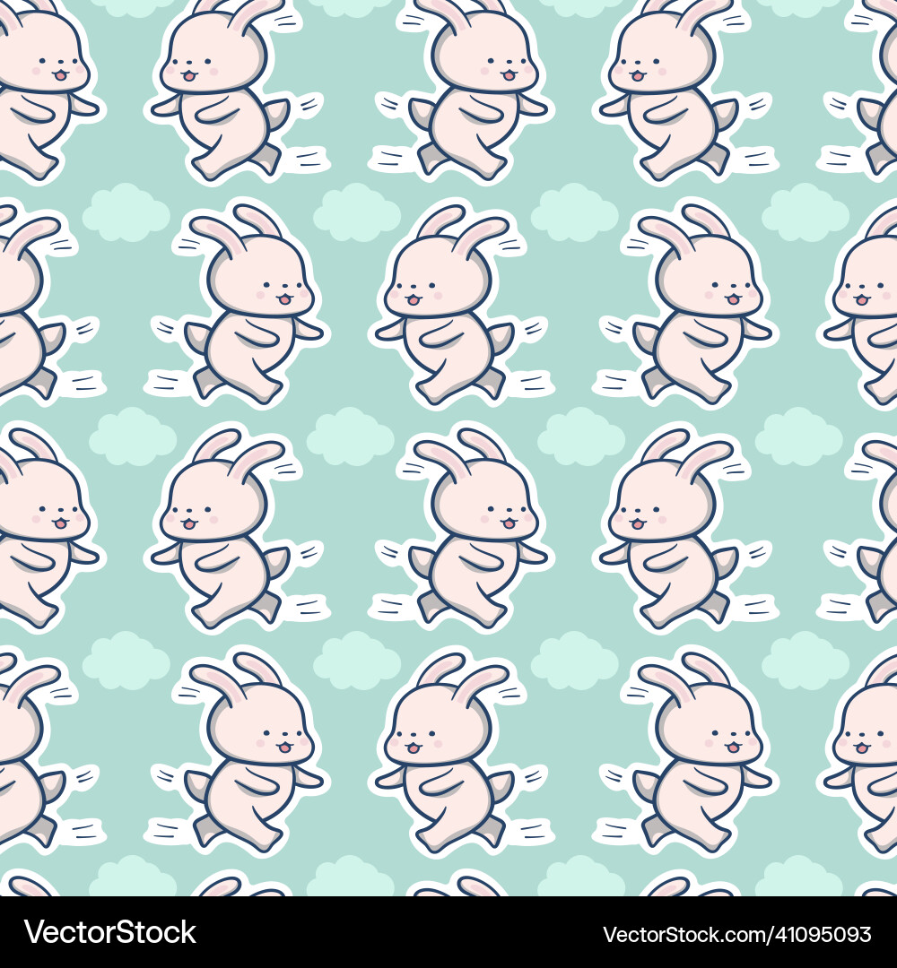 Seamless pattern with funny cartoon bunnies Vector Image