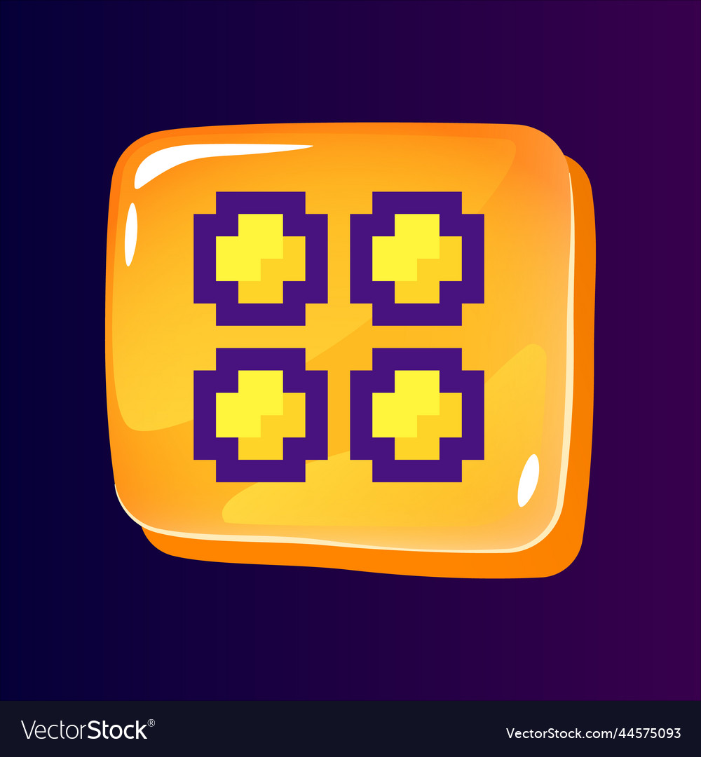 Square menu glossy ui button with pixelated color Vector Image