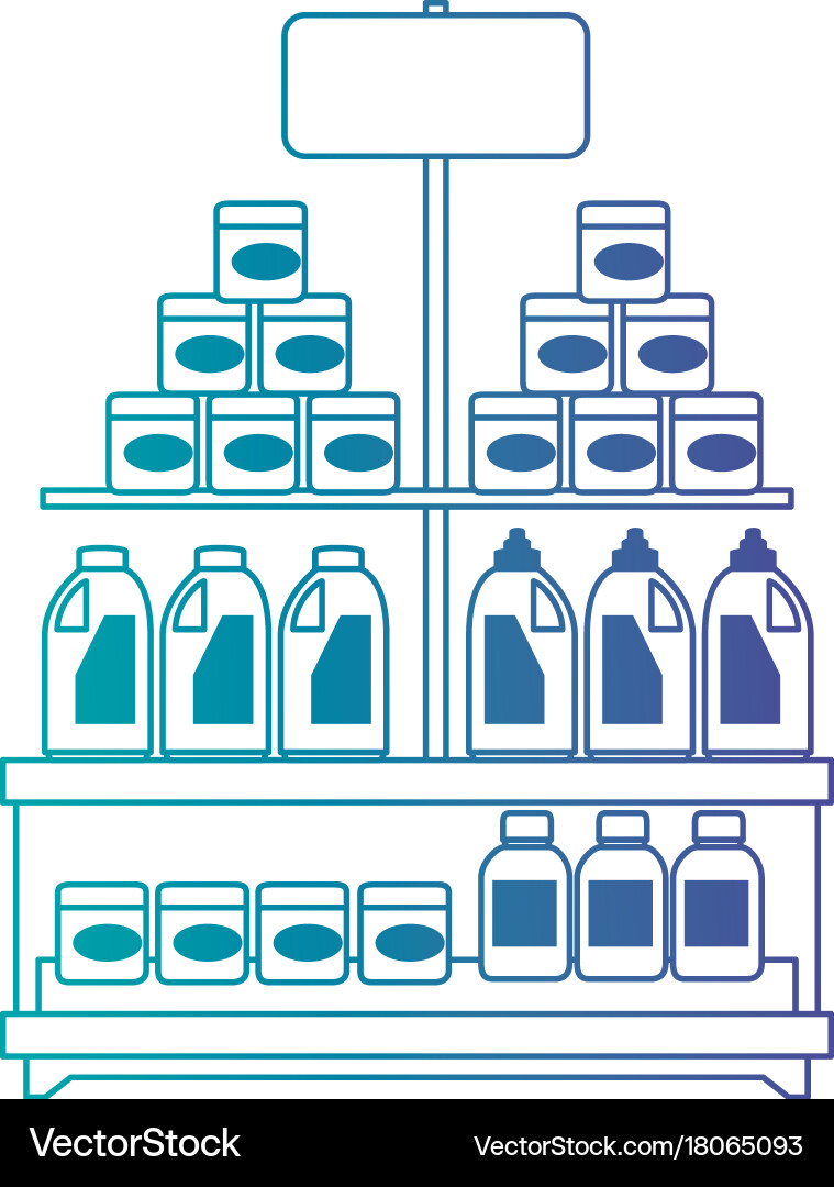 Supermarket shelf with products Royalty Free Vector Image