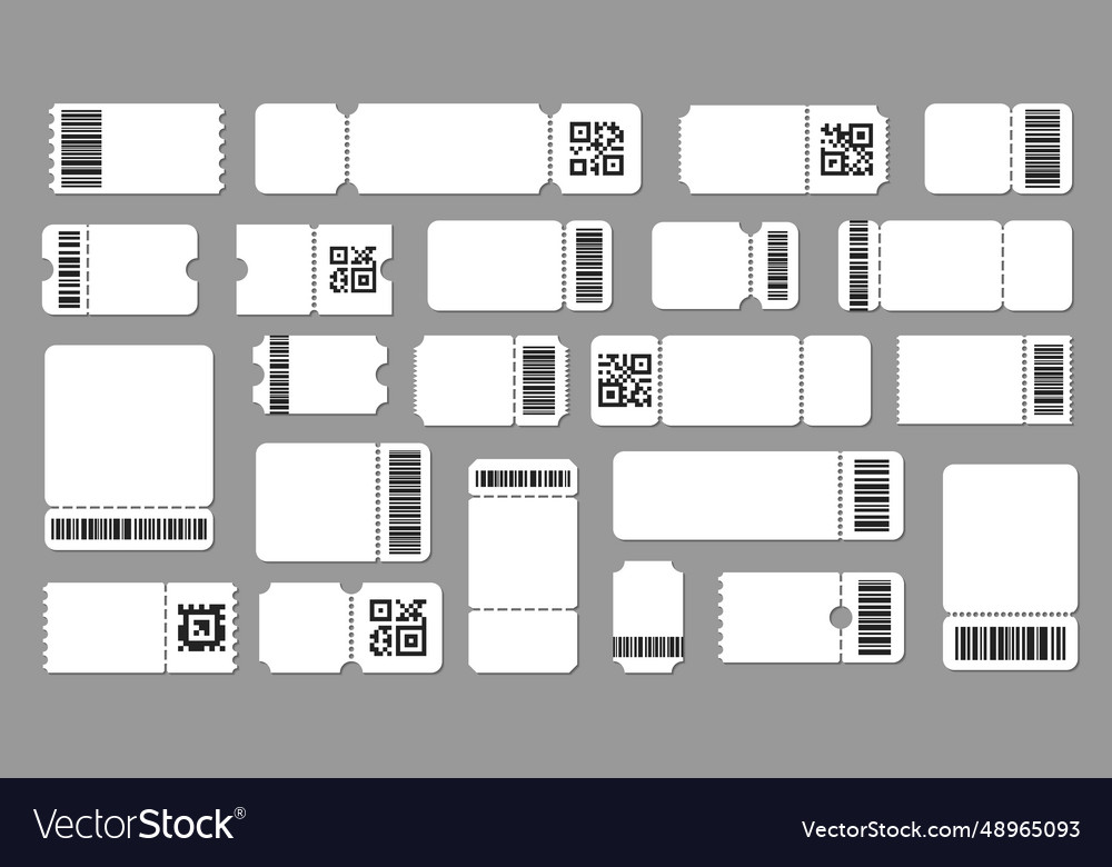 Ticket template with code barcode label with text Vector Image