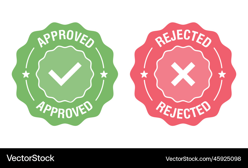 Approved and rejected label sticker icon Vector Image