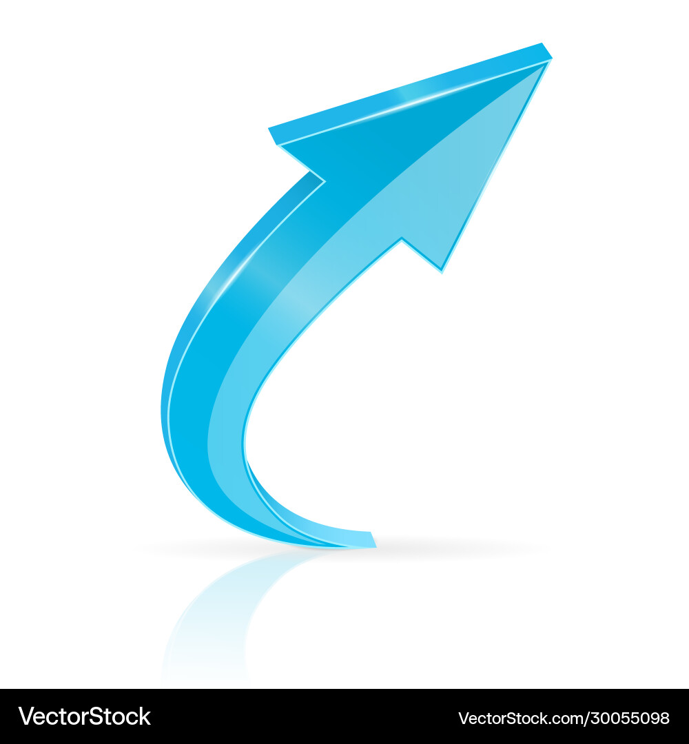 Blue up arrow shiny 3d icon Royalty Free Vector Image