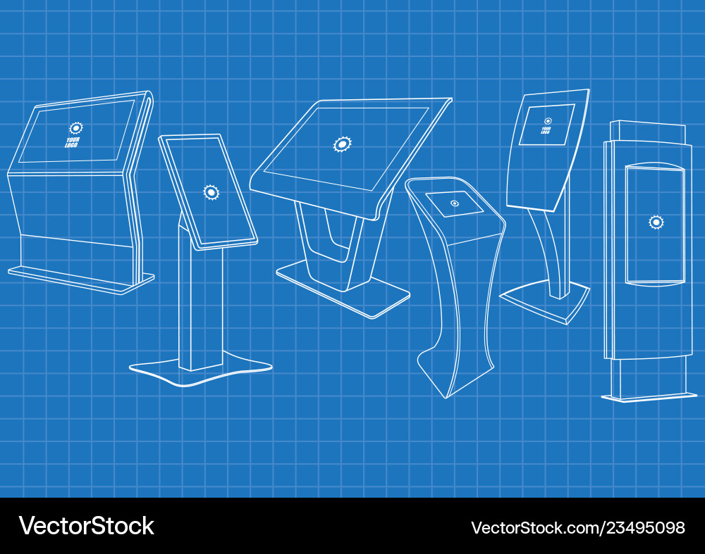 Blueprint six promotional interactive kiosk Vector Image