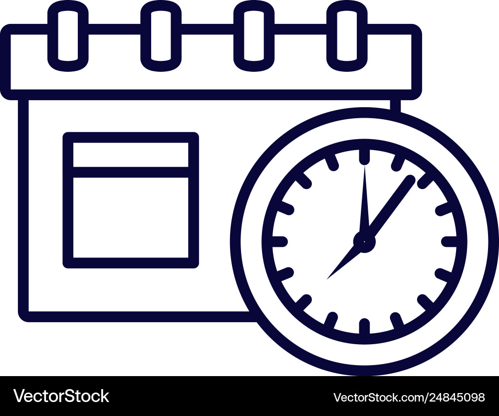 Calendar reminder date with clock Royalty Free Vector Image