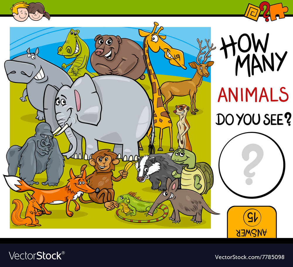 Counting animals educational task Royalty Free Vector Image