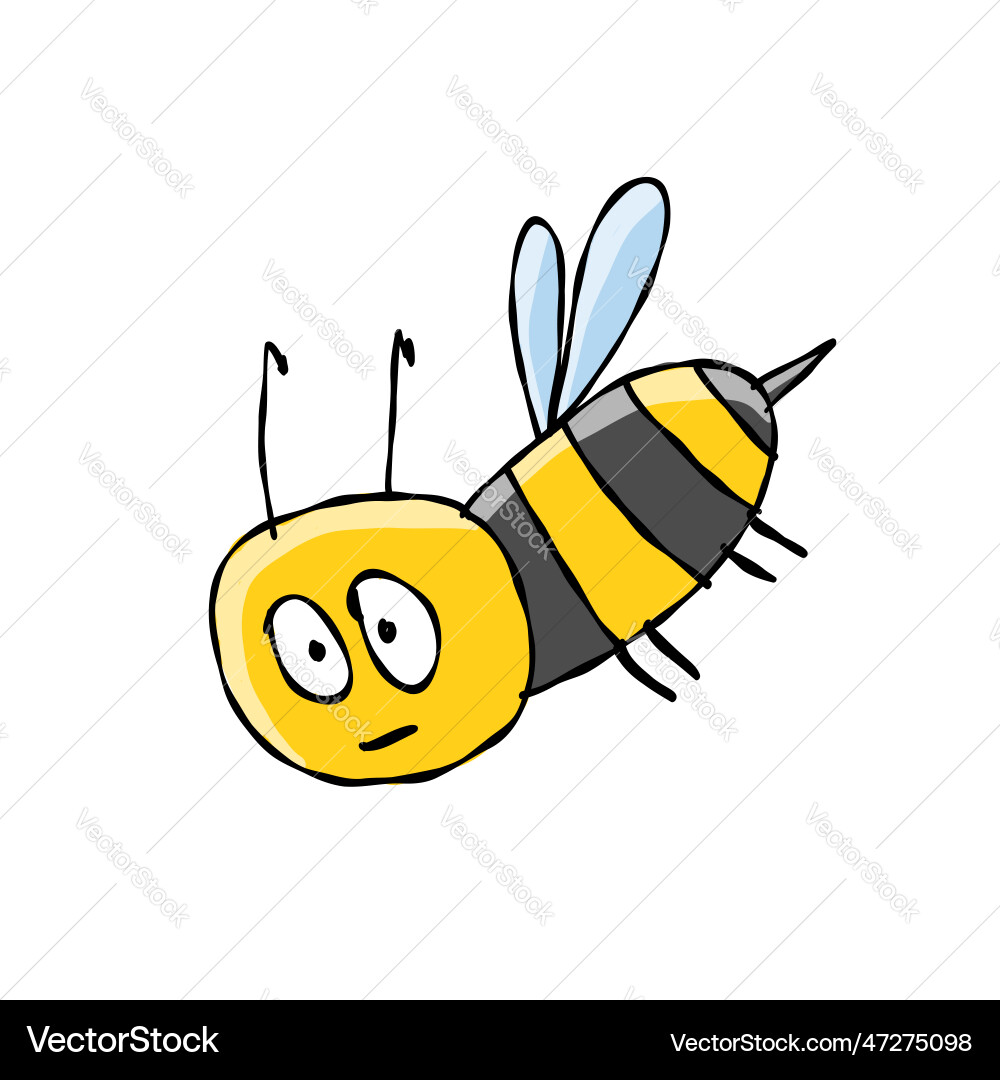 Funny bee character isolated on white for your Vector Image