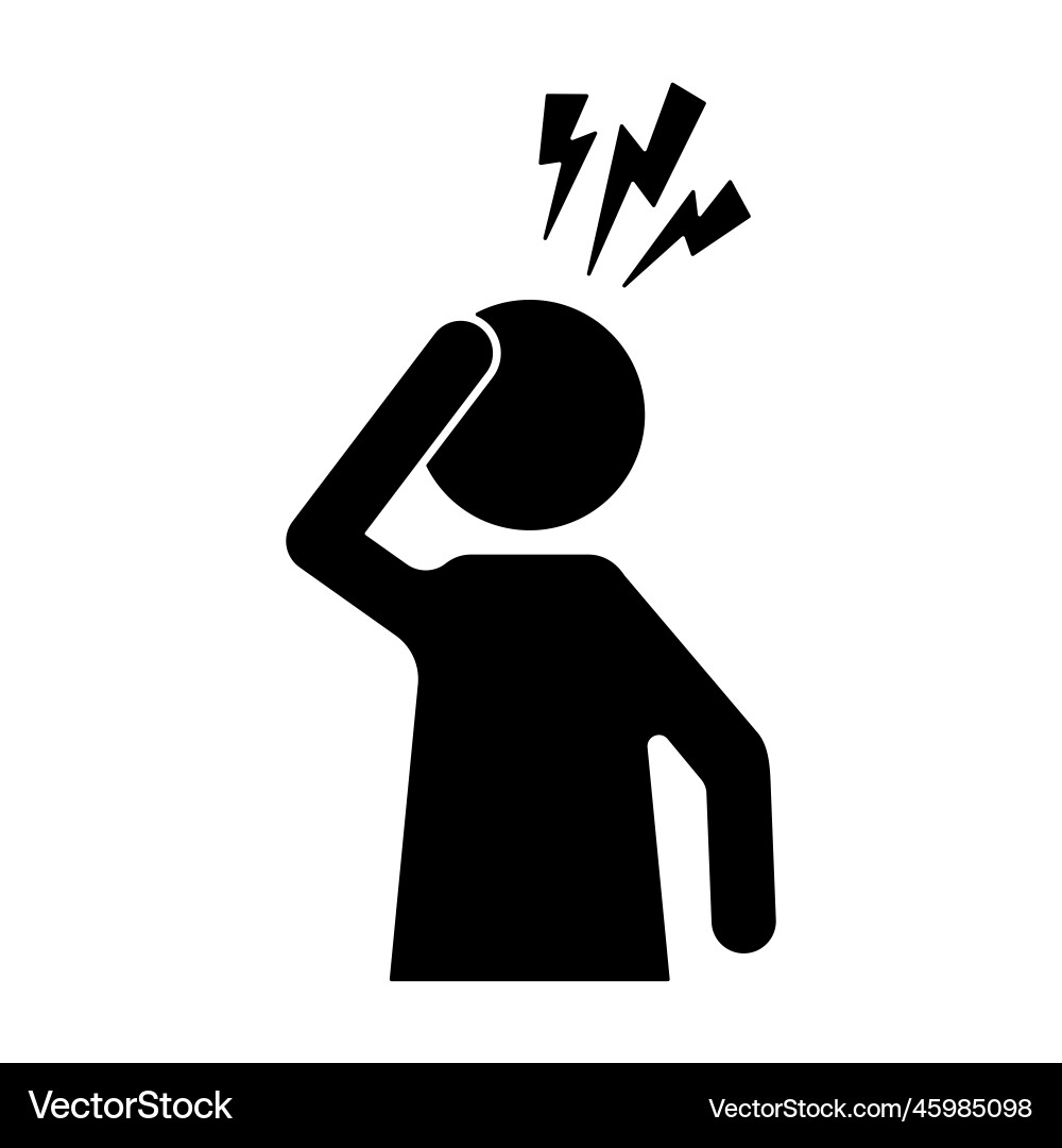 Headache glyph icon silhouette symbol anger Vector Image