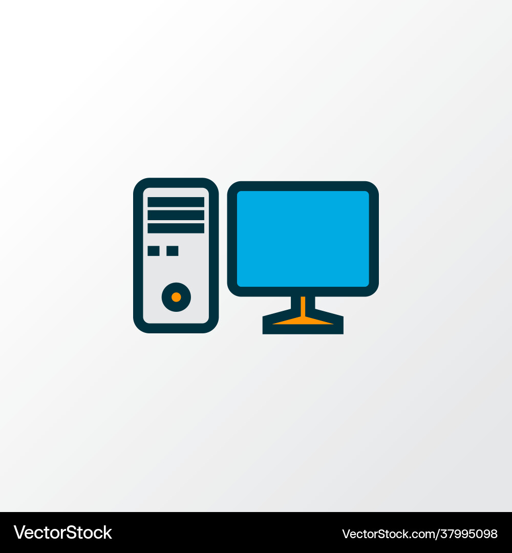Pc icon colored line symbol premium quality Vector Image
