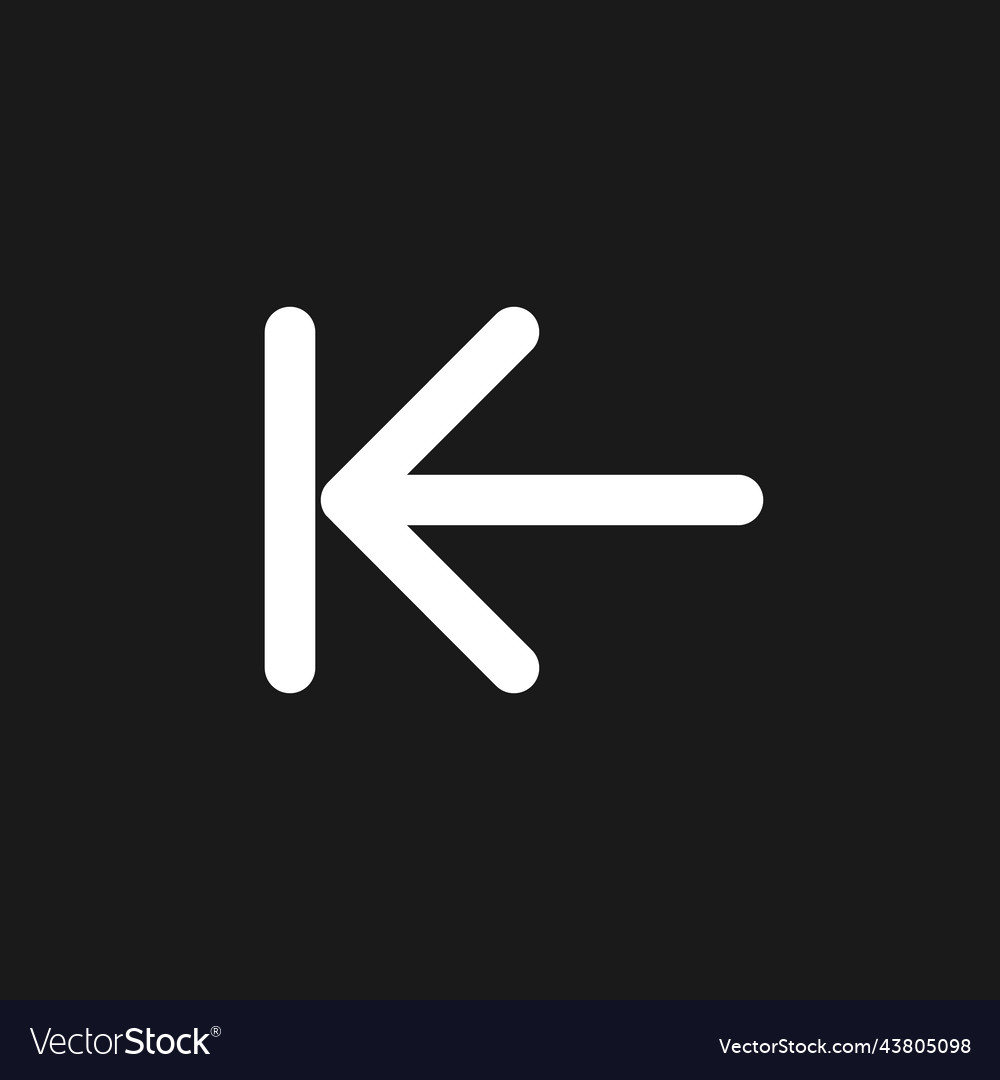 Previous step dark mode glyph ui icon Royalty Free Vector