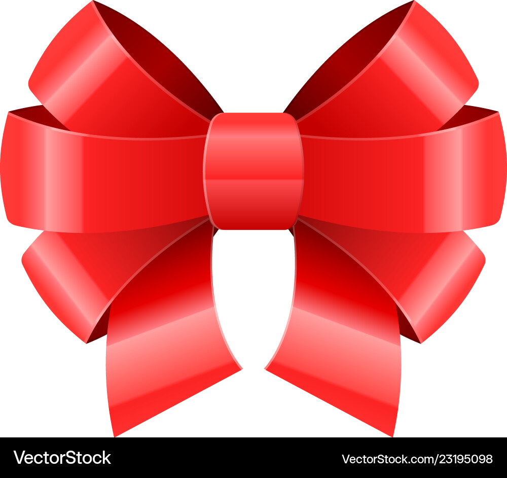 Red ribbon bow shiny 3d symbol Royalty Free Vector Image