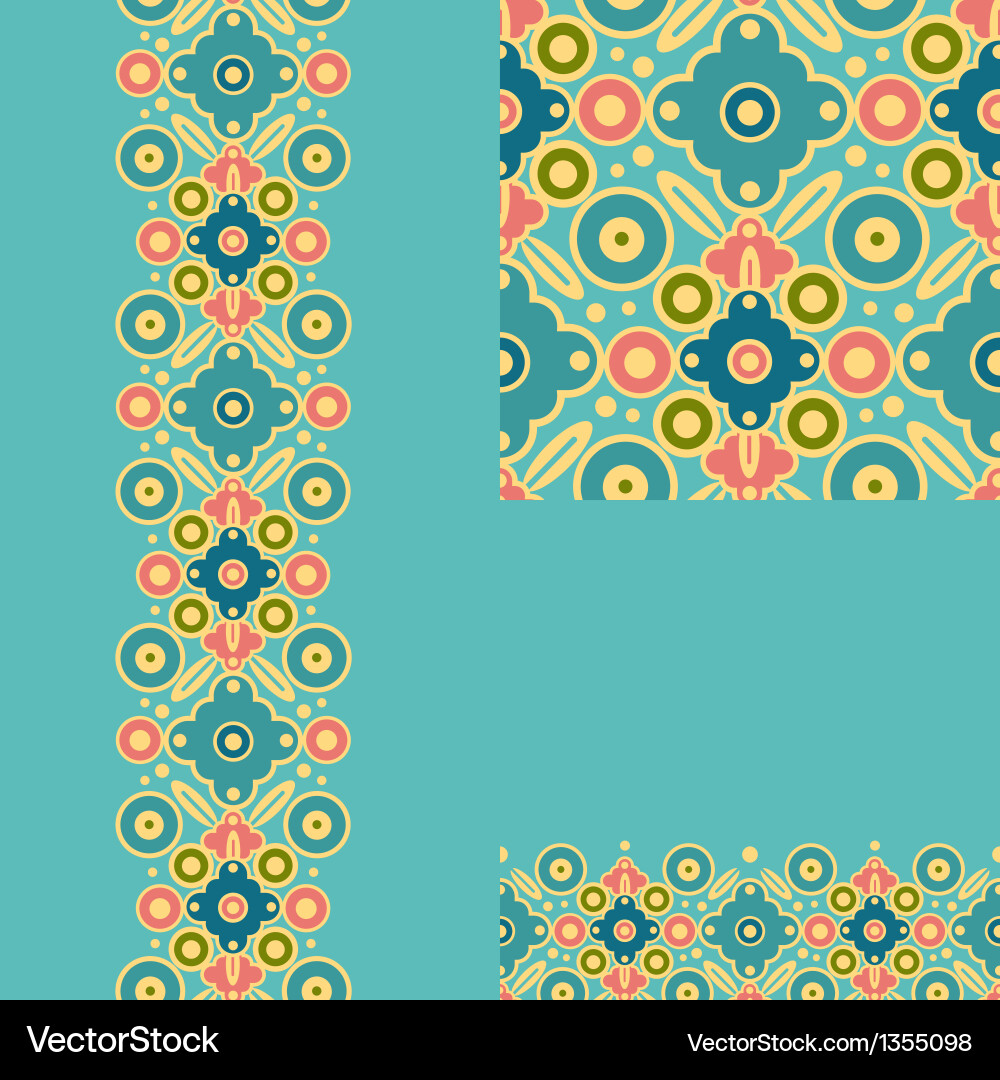 Set of geometric seamless pattern and borders Vector Image