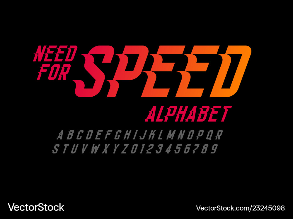 Speed style font need for alphabet letters Vector Image