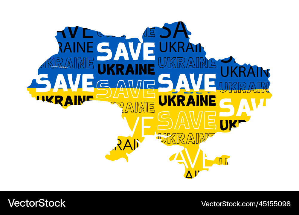Stop the war with ukraine flat map on white Vector Image