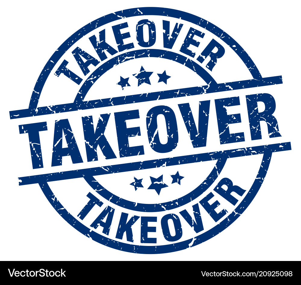 Takeover blue round grunge stamp Royalty Free Vector Image