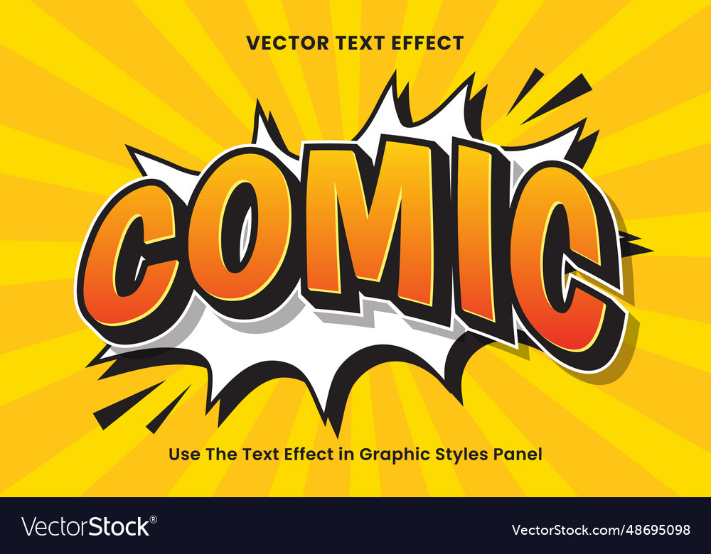 Yellow comic editable text effect Royalty Free Vector Image