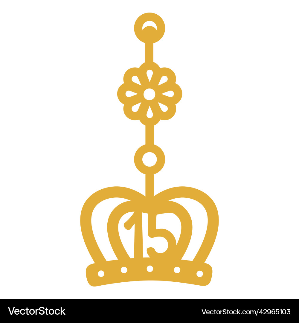 15th birthday stroke yellow crown earring Vector Image