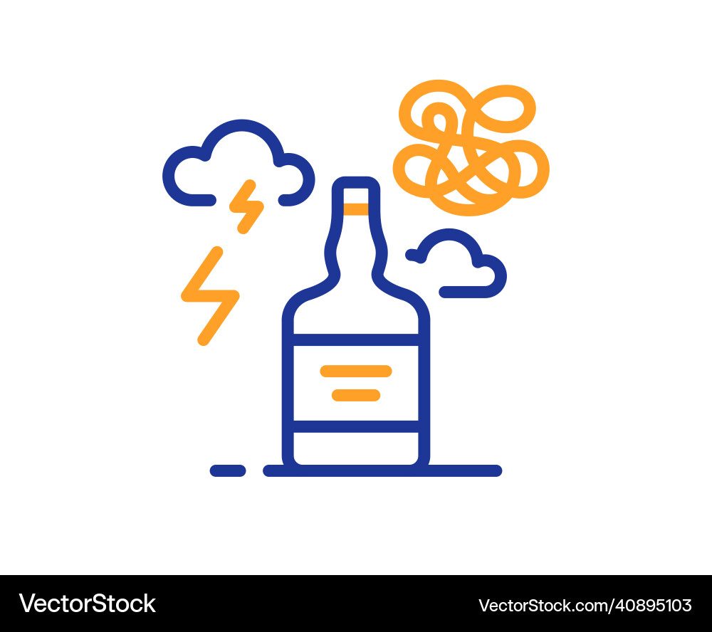 Alcohol addiction line icon difficult stress sign Vector Image