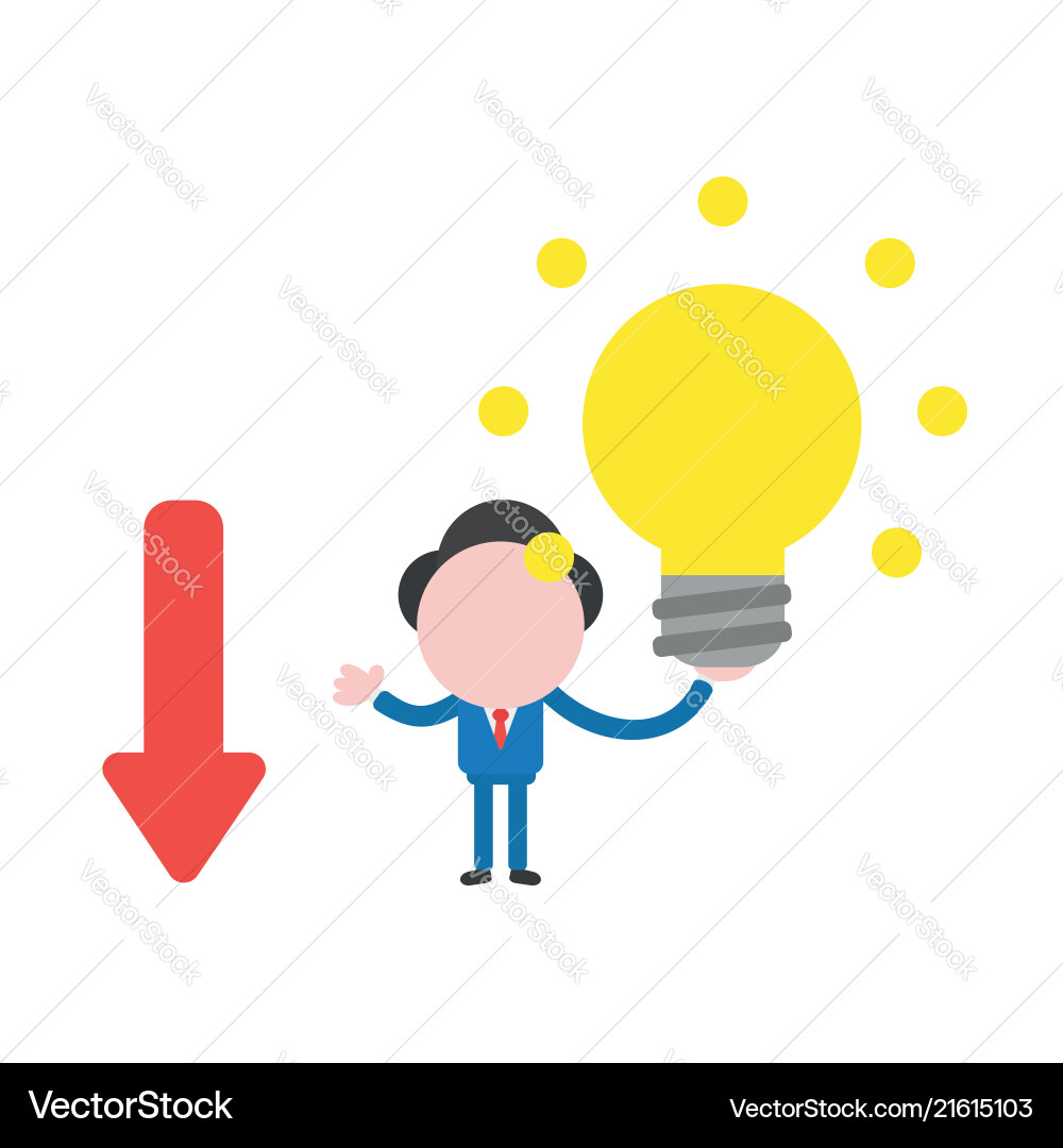 Businessman character with arrow moving down Vector Image