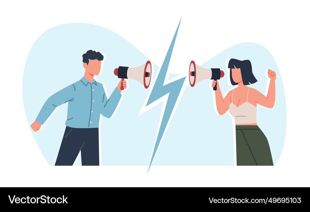 Conflict between guy and girl man Royalty Free Vector Image