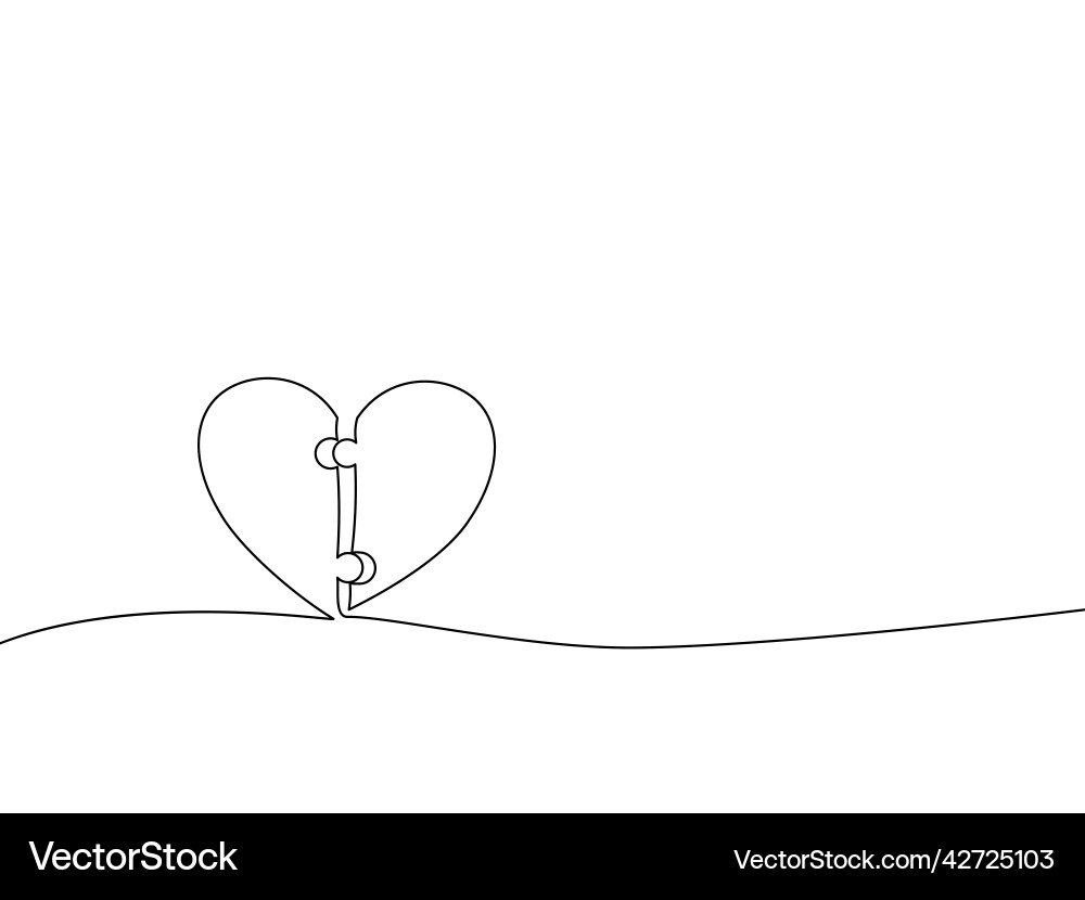 Draw a continuous line of connecting hearts Vector Image