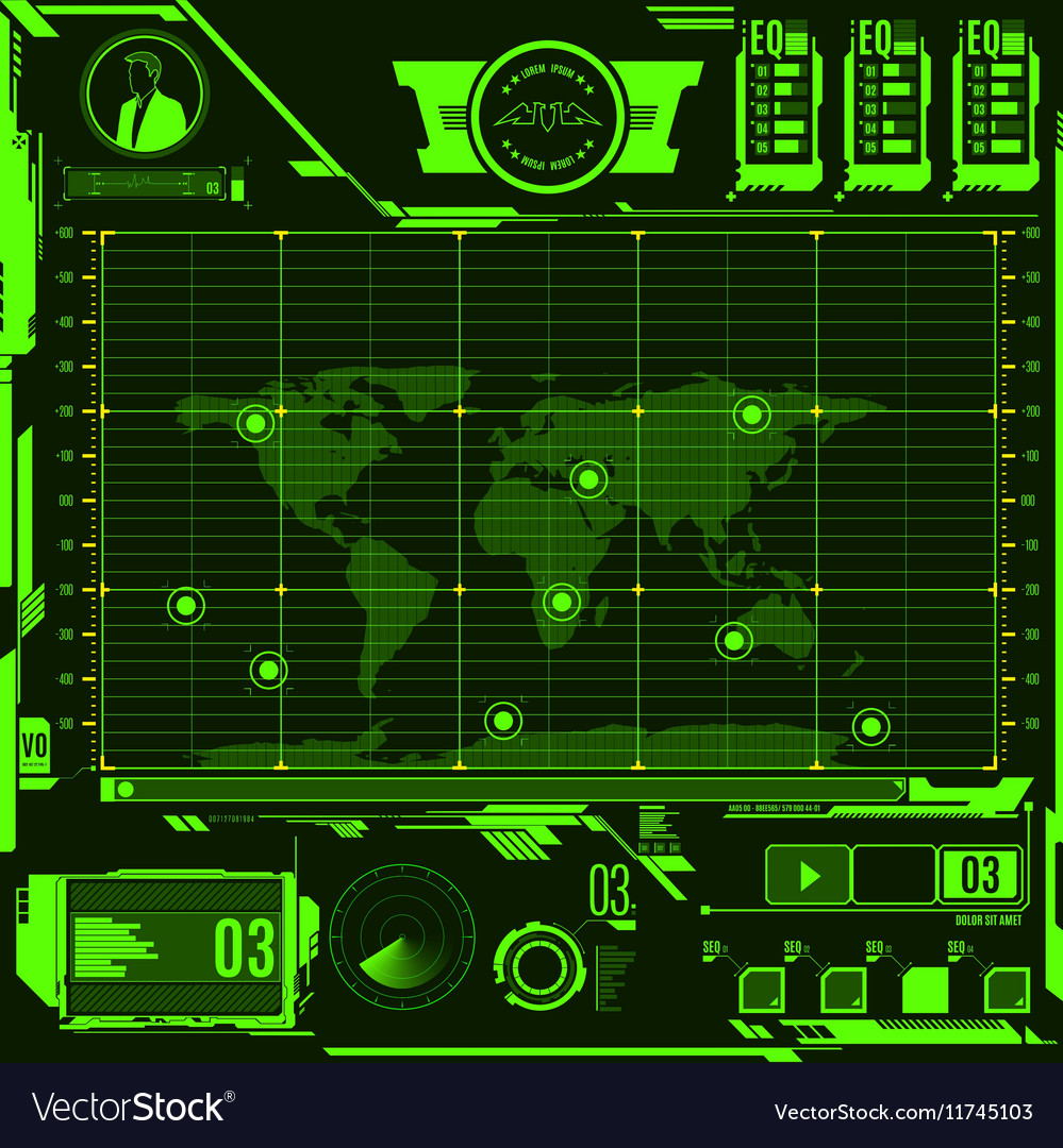 Hud navigation map screen elements Royalty Free Vector Image