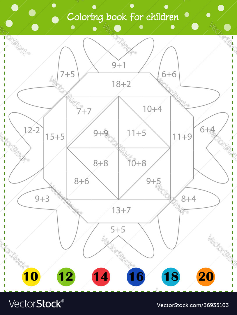 Mathematical coloring book for children addition Vector Image